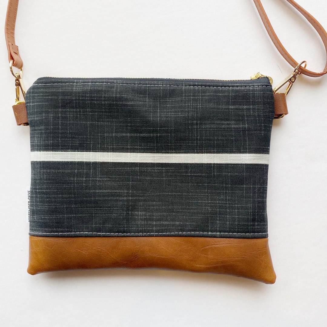 Small Crossbody Bag in Farmhouse Black and White Stripe - Travel Purse ...