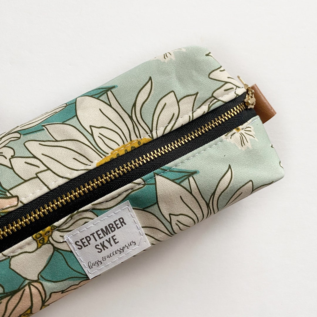 Boho Sunflower Aqua Boxy Brush Pencil Bag - Makeup Bag - Storage Bag ...