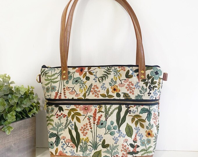 Small Tote in Rifle Paper Botinical Floral Small Purse Top Handled ...