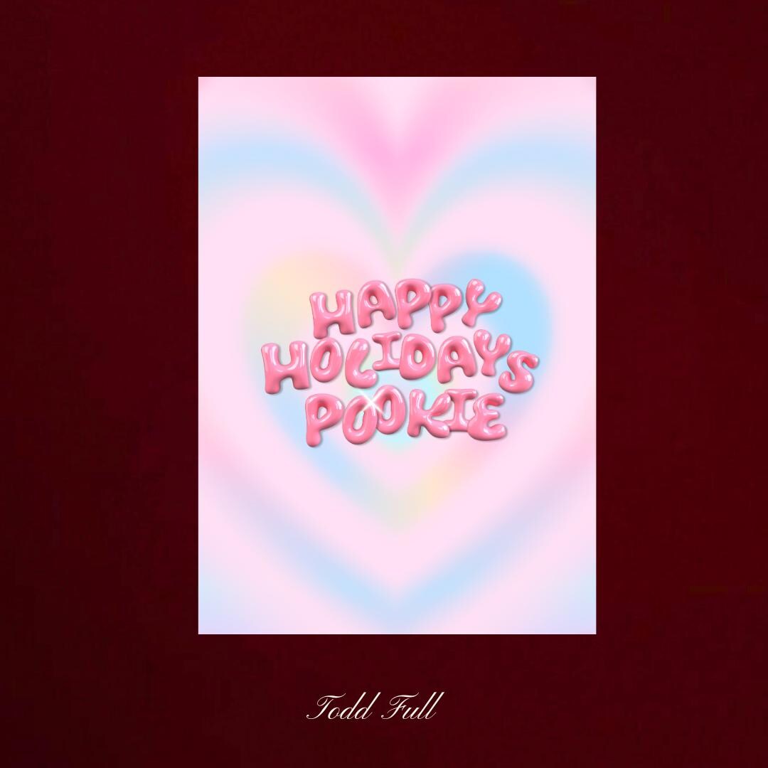 Pookie Christmas Card | Pink Bubble Letter Happy Holidays | With ...