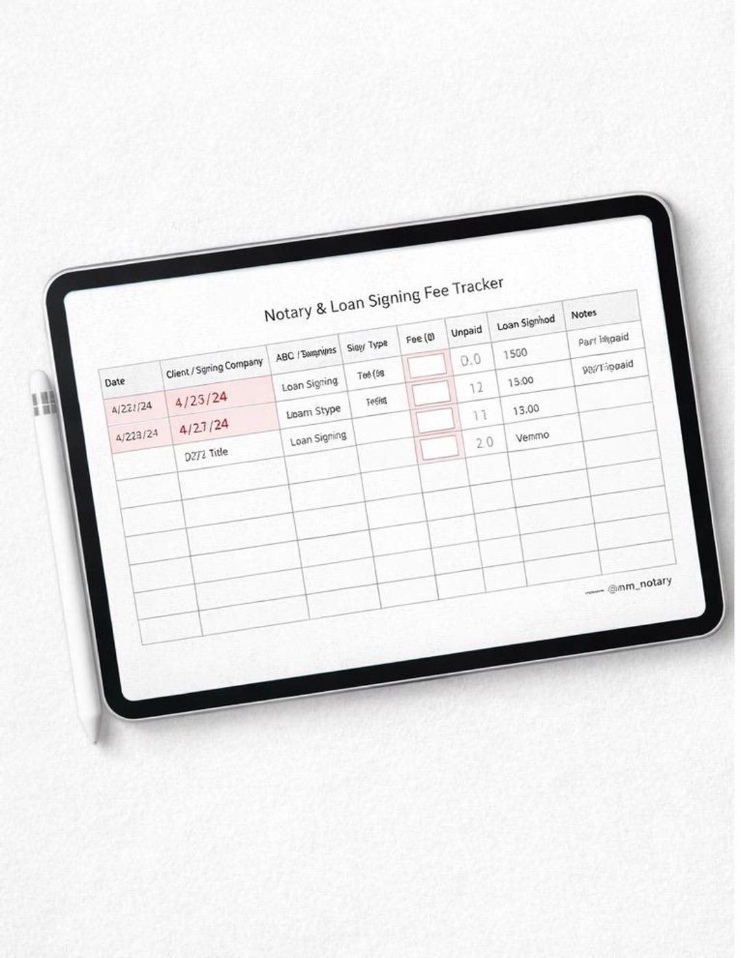 Notary Fee Tracker | Fillable PDF - Etsy