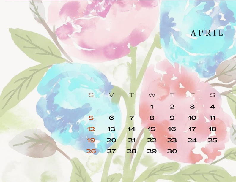 2026 Elegant Watercolor-style Floral Artwork Calendar - Etsy