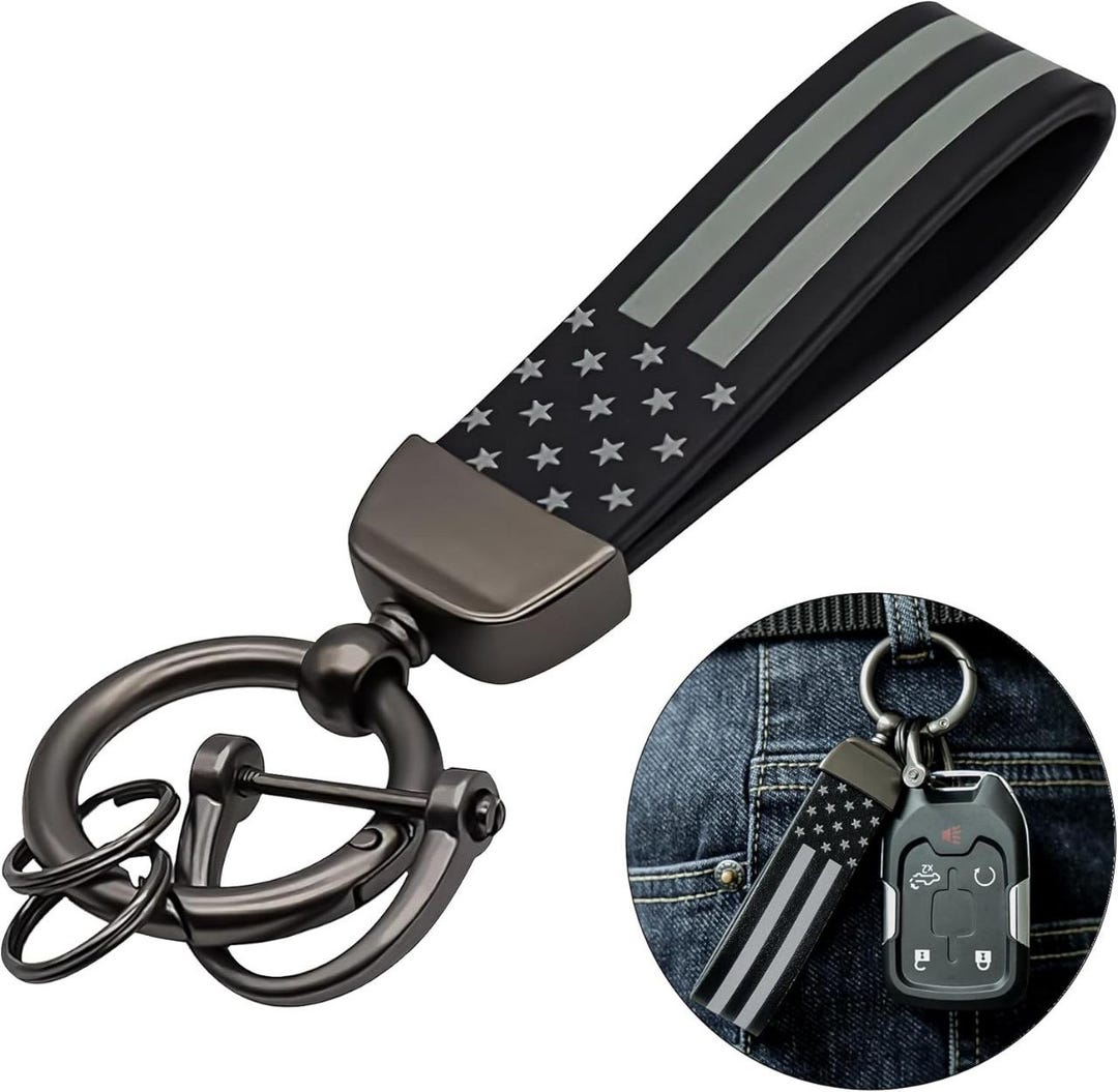 Leather Key Chain for Car Keys – USA Flag Design With Zinc Alloy ...