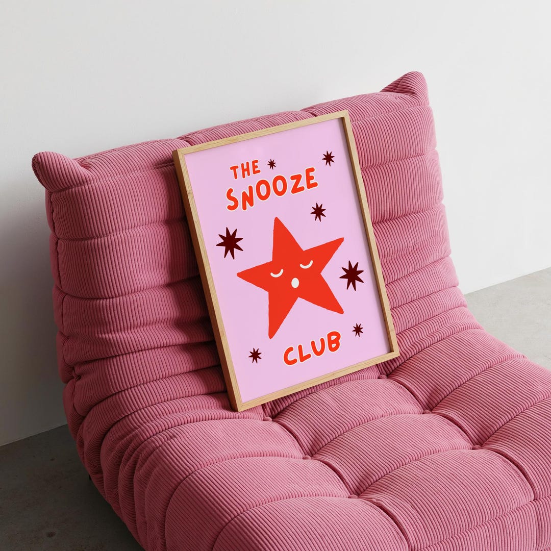 Affiche the Snooze Club à Imprimer, Étoile Endormie Rose, Poster ...