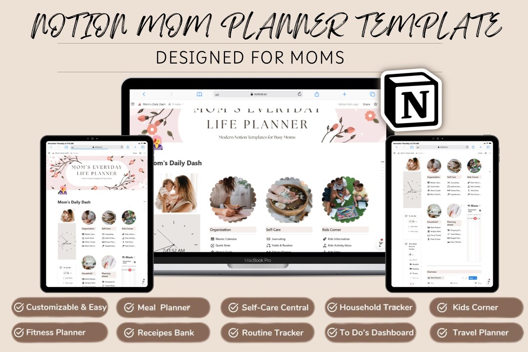 Notion Mom Life Planner Template, Notion Template, Notion Planner, Life ...