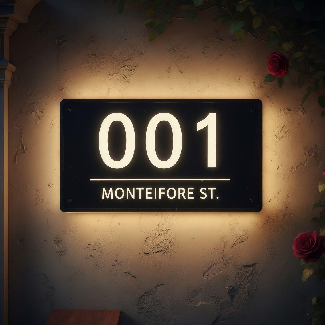 Custom LED Address Sign With Street Name,sleek Backlit House Number ...