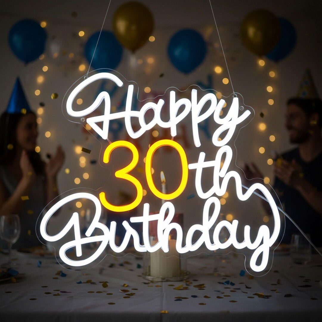 Happy 30th Birthday Neon Sign,30 Birthday Party Decor, Custom Birthday ...