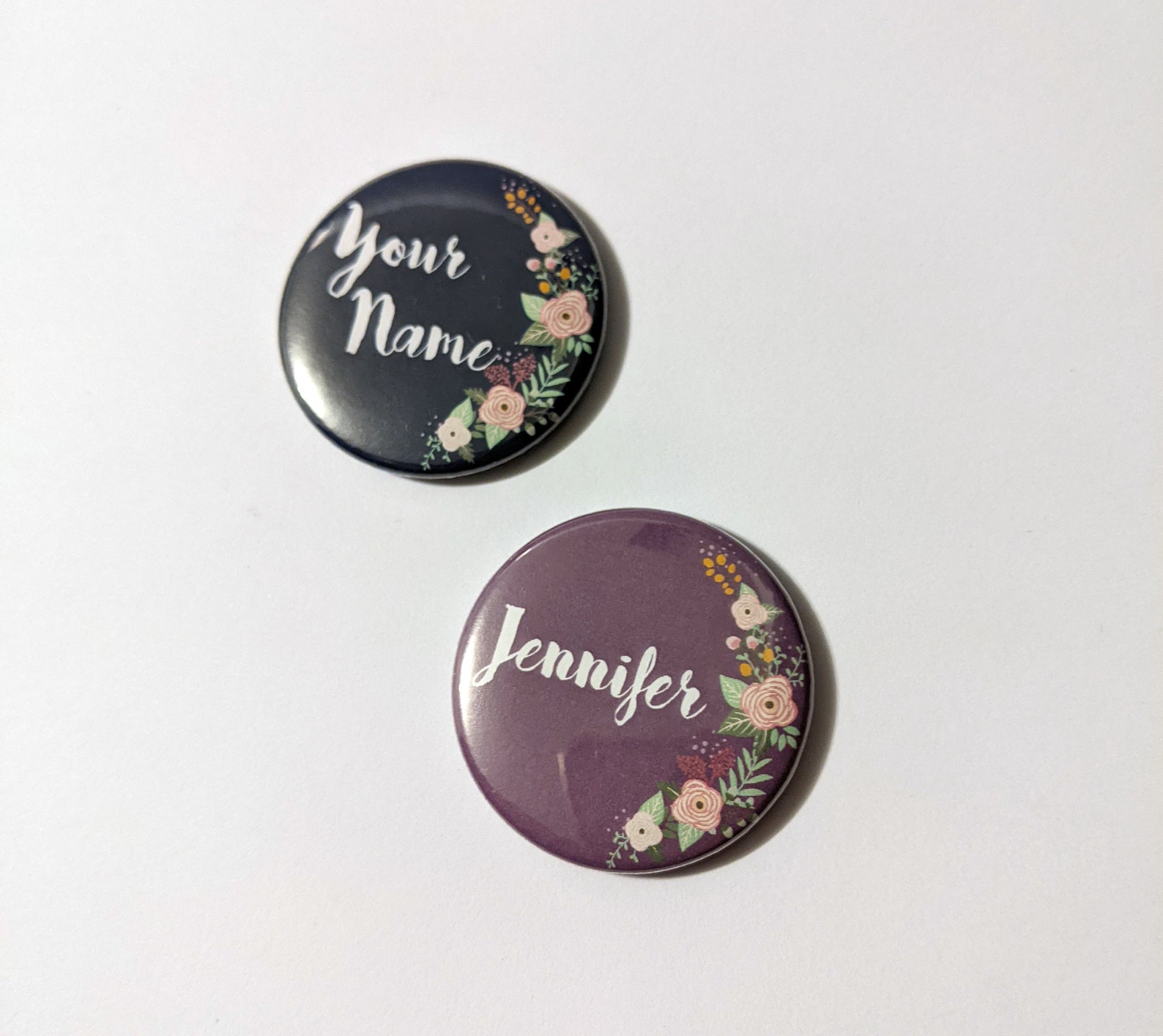 Personalized Floral Purple Name Buttons Family Tree Nurse - Etsy