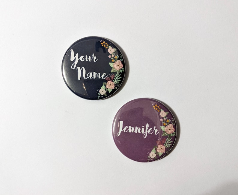 Personalized Floral Purple Name Buttons Family Tree Nurse - Etsy