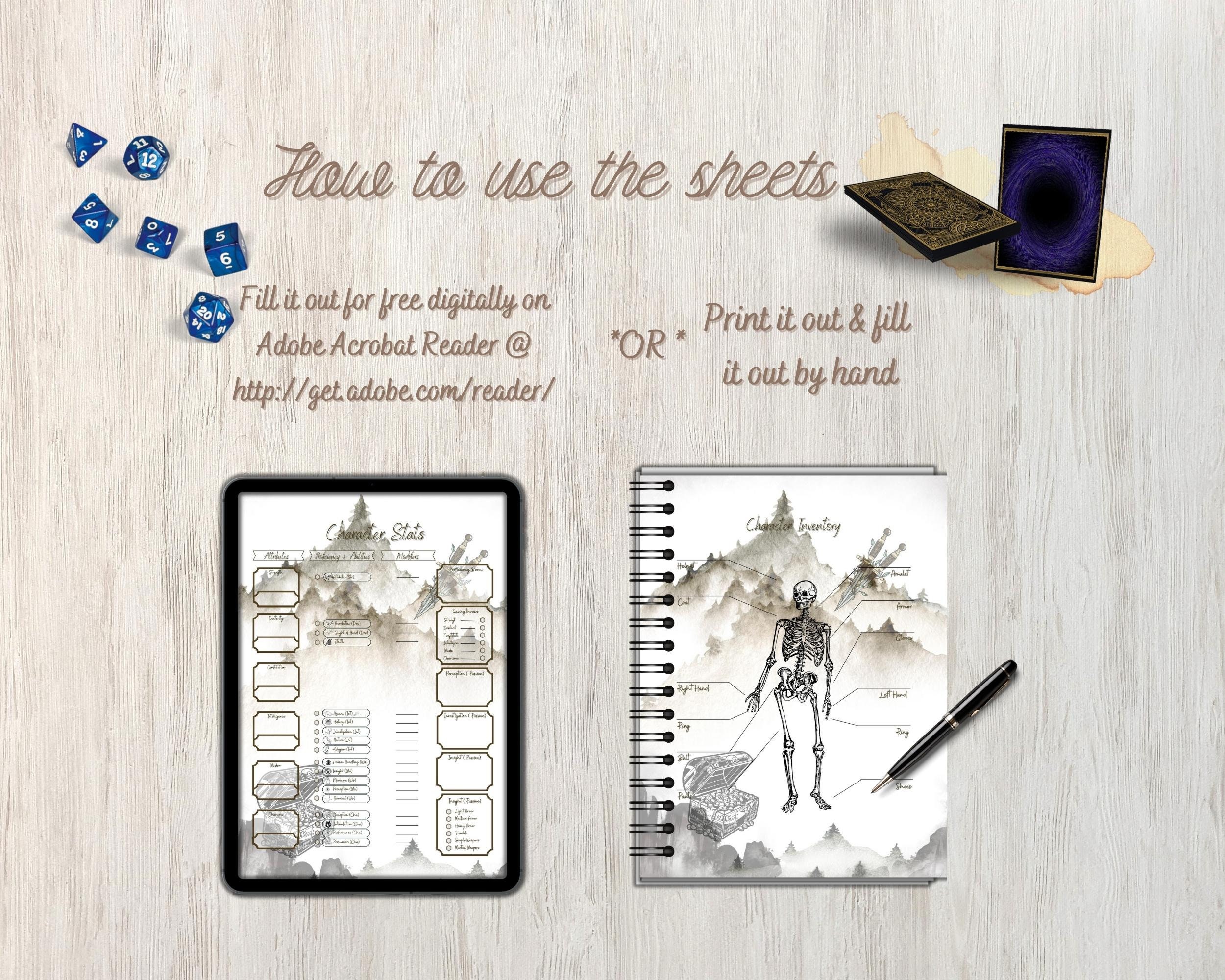 Printable Dnd Journal Dnd Printable Character 5e Dnd Character Sheet ...