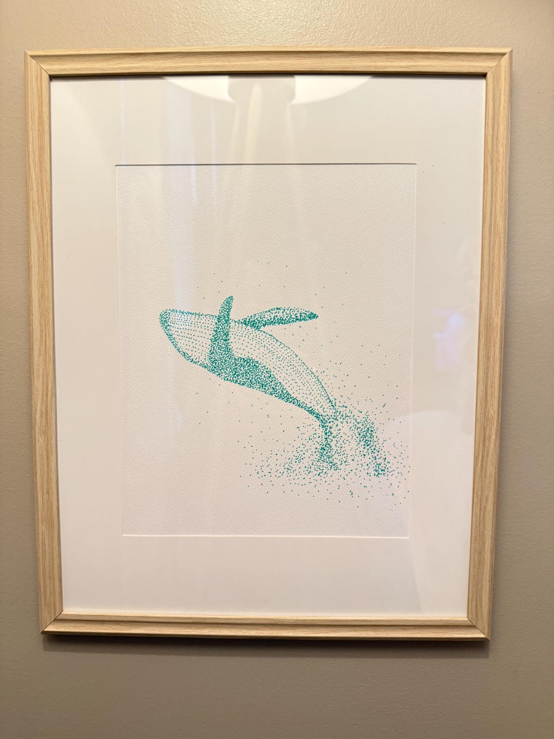 Whale Jumping Out of Water Stipple Sharpie Print, Tropical Beach Art (8 ...