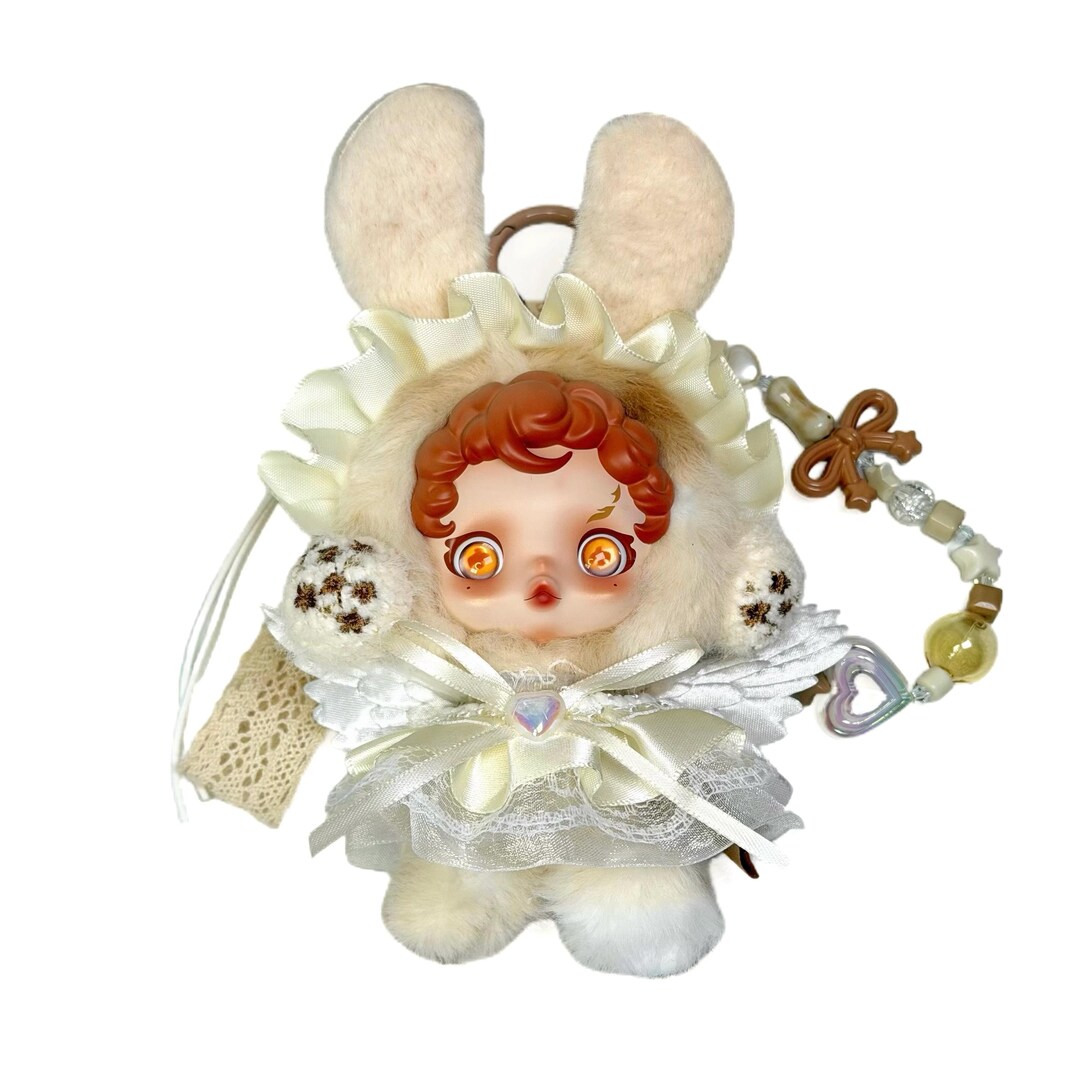 Bunny Skullpanda Bag Charm Set: Handmade Beaded Kawaii Keychain - Etsy