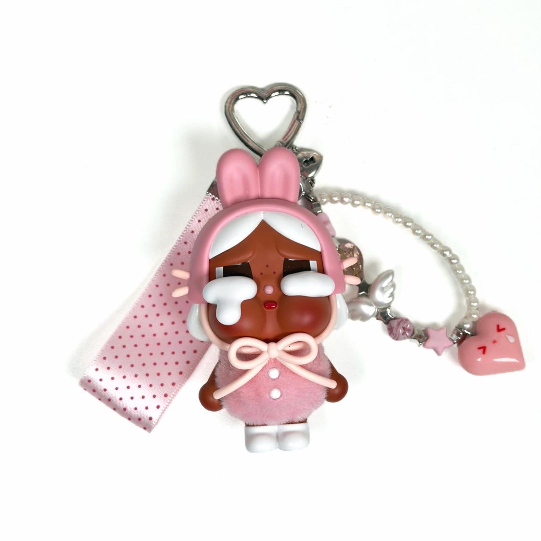 Crying Bunny Bag Charm,key Chain, Phone Chain With Ribbon & Beads - Etsy