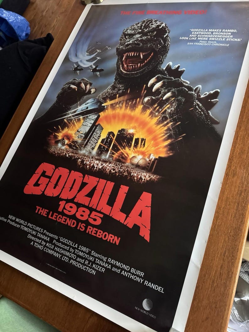 Godzilla 1985 RARE VINTAGE Original Theatrical POSTER 26”x41” Rolled ...
