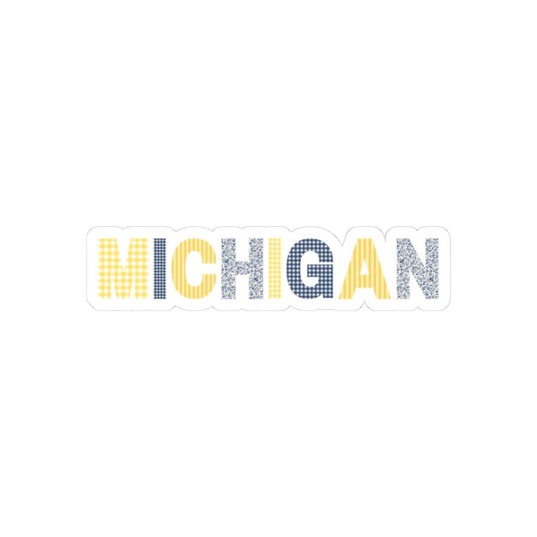 Aesthetic University of Michigan Text Pattern Sticker | Kiss-cut State ...
