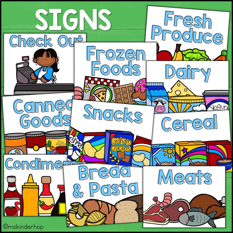 Grocery Store Pretend Play Printables | Dramatic Play | Playroom Decor ...