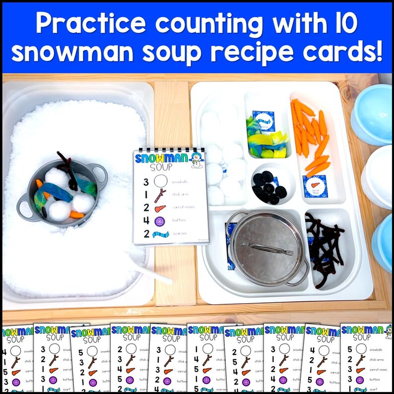 Snowman Soup Sensory Table Printables | Dramatic Play | Winter Snowman ...