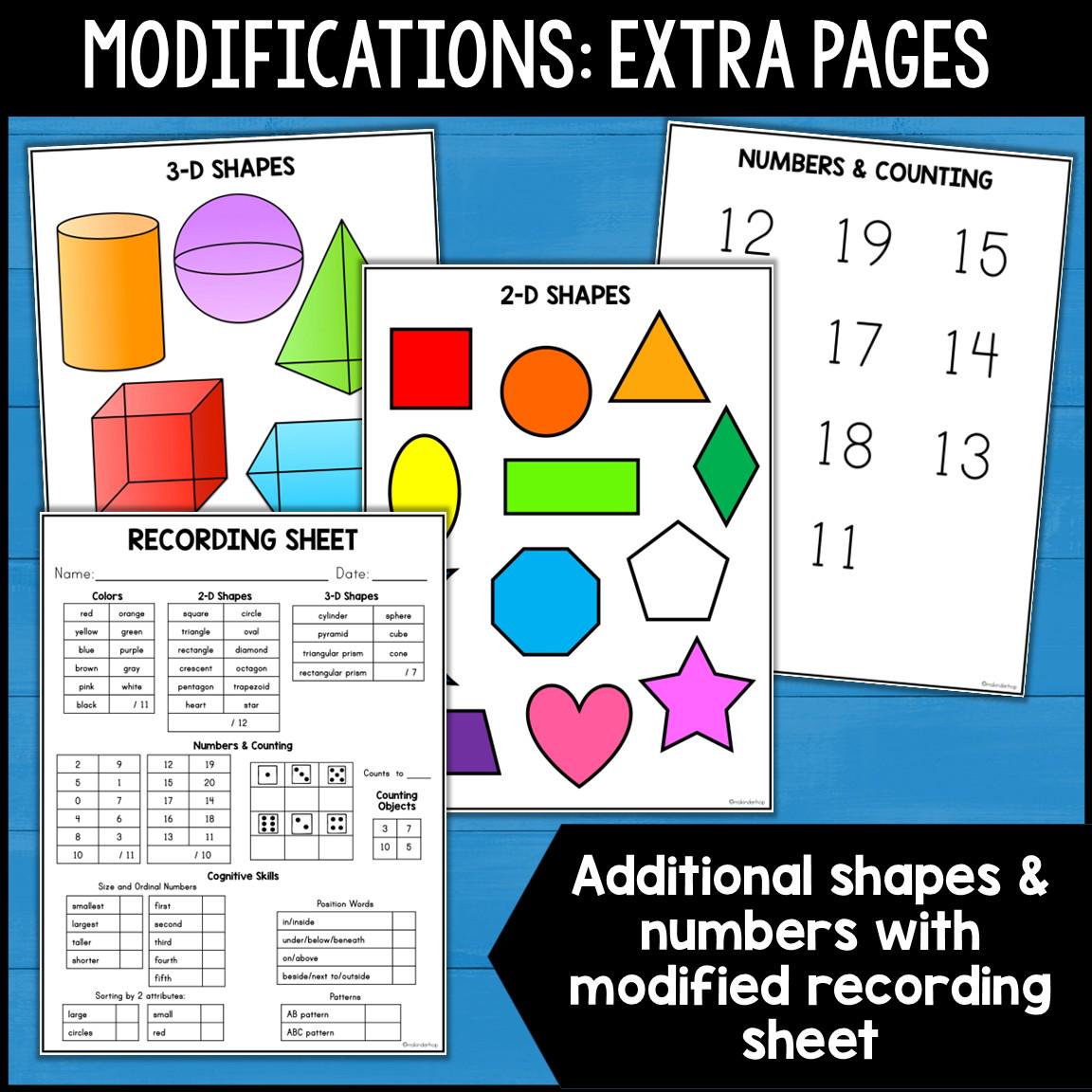 Preschool Assessment With Recording Sheets | Kindergarten Readiness ...