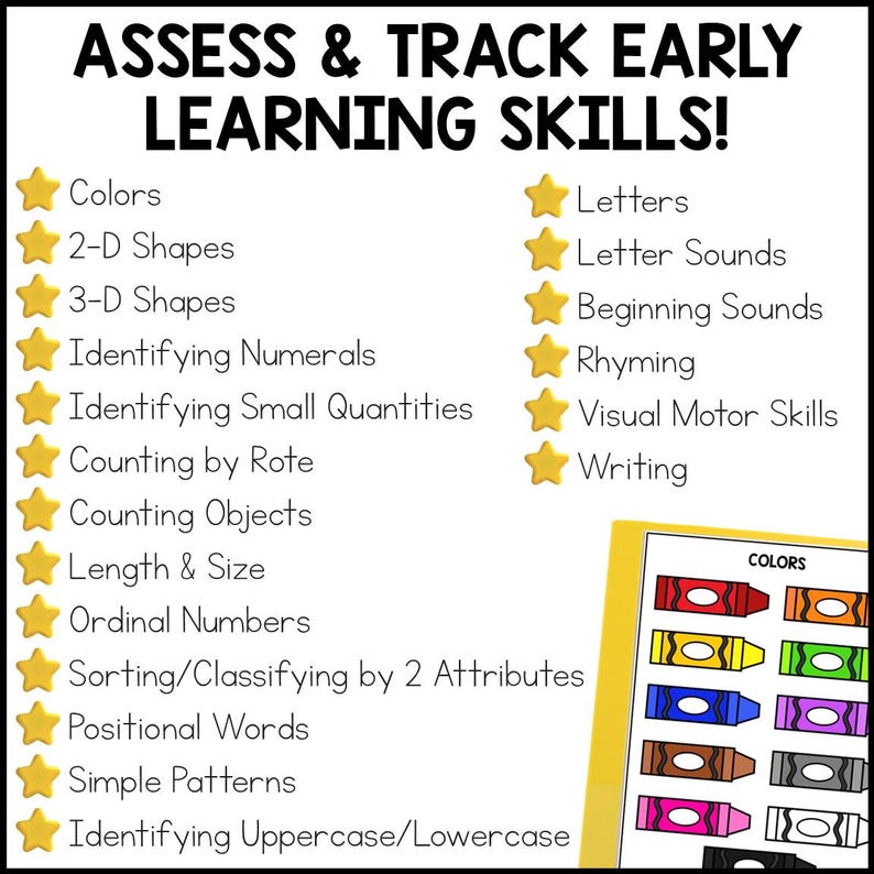 Preschool Assessment With Recording Sheets | Kindergarten Readiness ...