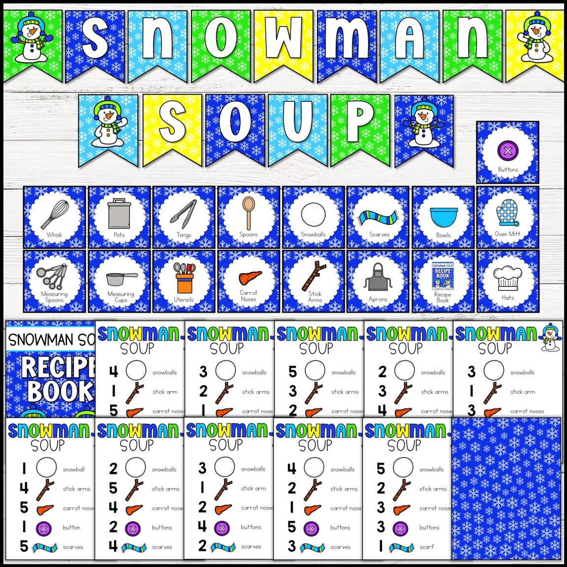 Snowman Soup Sensory Table Printables | Dramatic Play | Winter Snowman ...