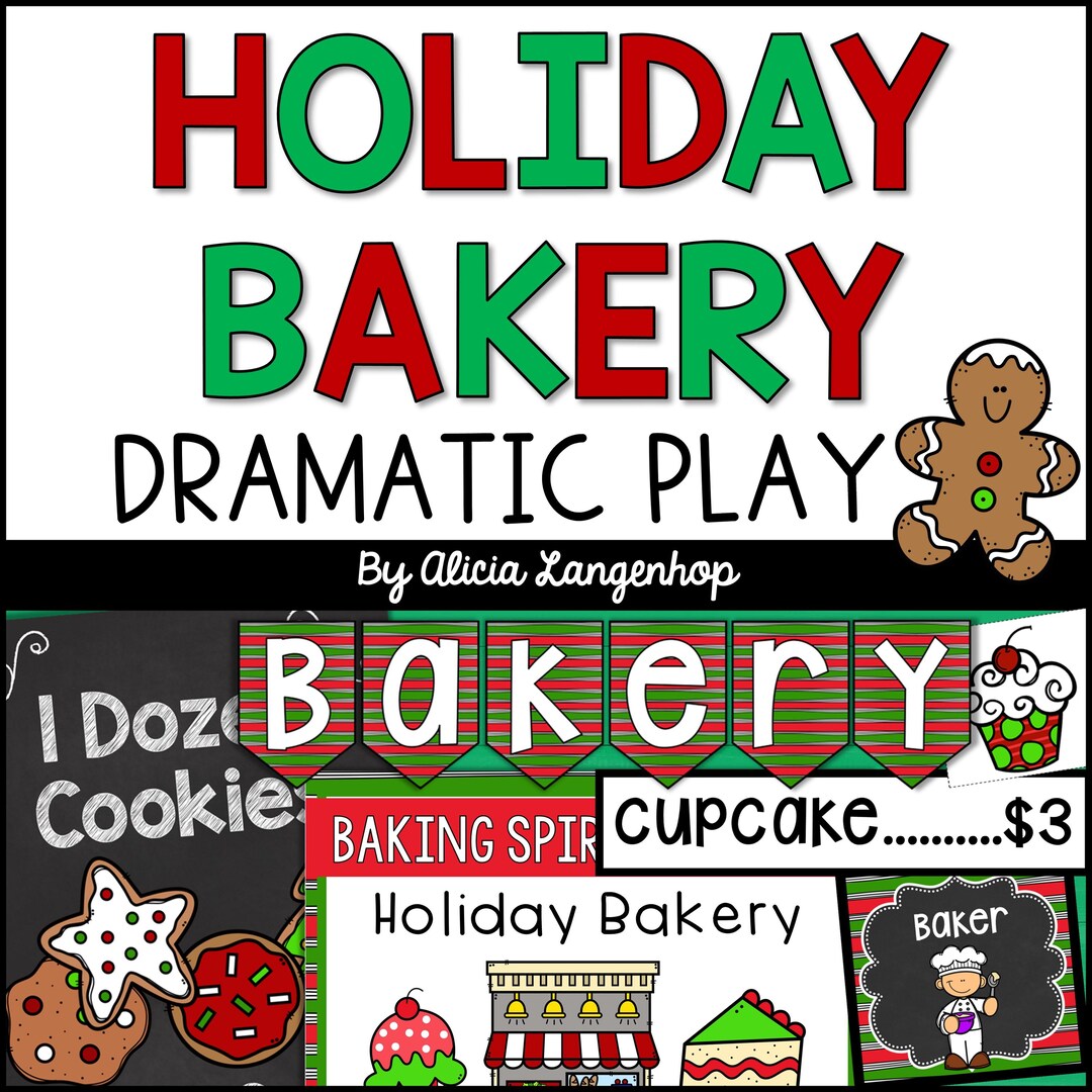 Holiday Bakery Pretend Play Printables | Dramatic Play | Christmas ...