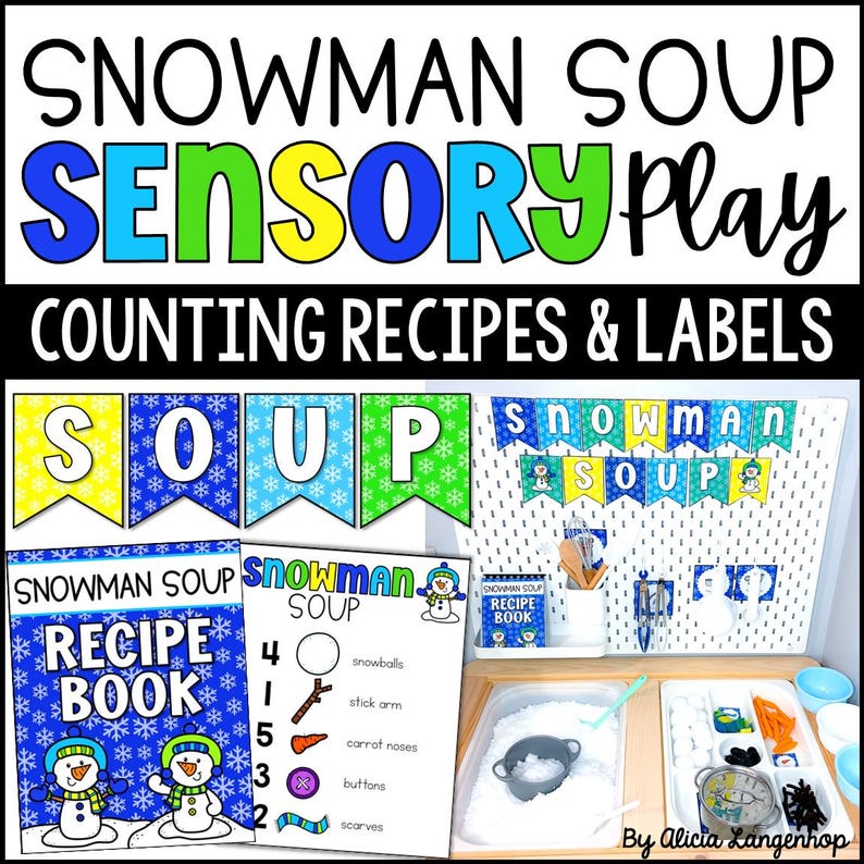 Snowman Soup Sensory Table Printables | Dramatic Play | Winter Snowman ...