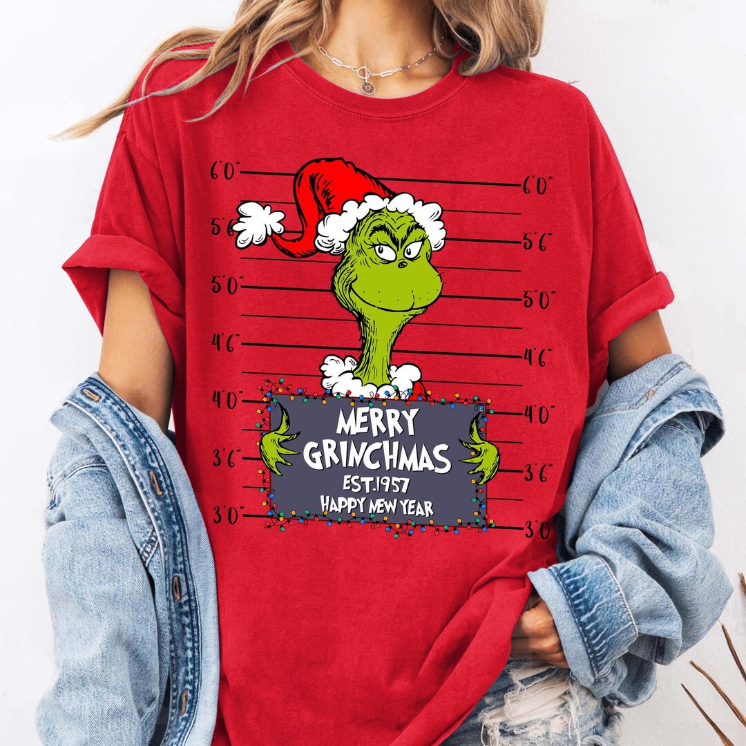Merry Grinchmas Download, Christmas Mugshot PNG, Preppy Christmas Shirt ...