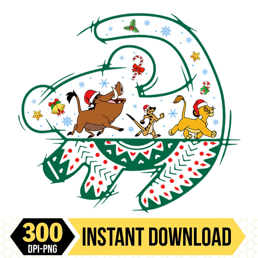 Lion King Santa Simba Pumbaa Timon Christmas PNG, Hakuna Matata Xmas ...