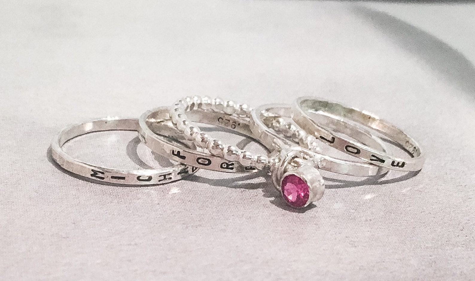 Stacking Birthstone Charm Ring Set // Choose Your Own - Etsy