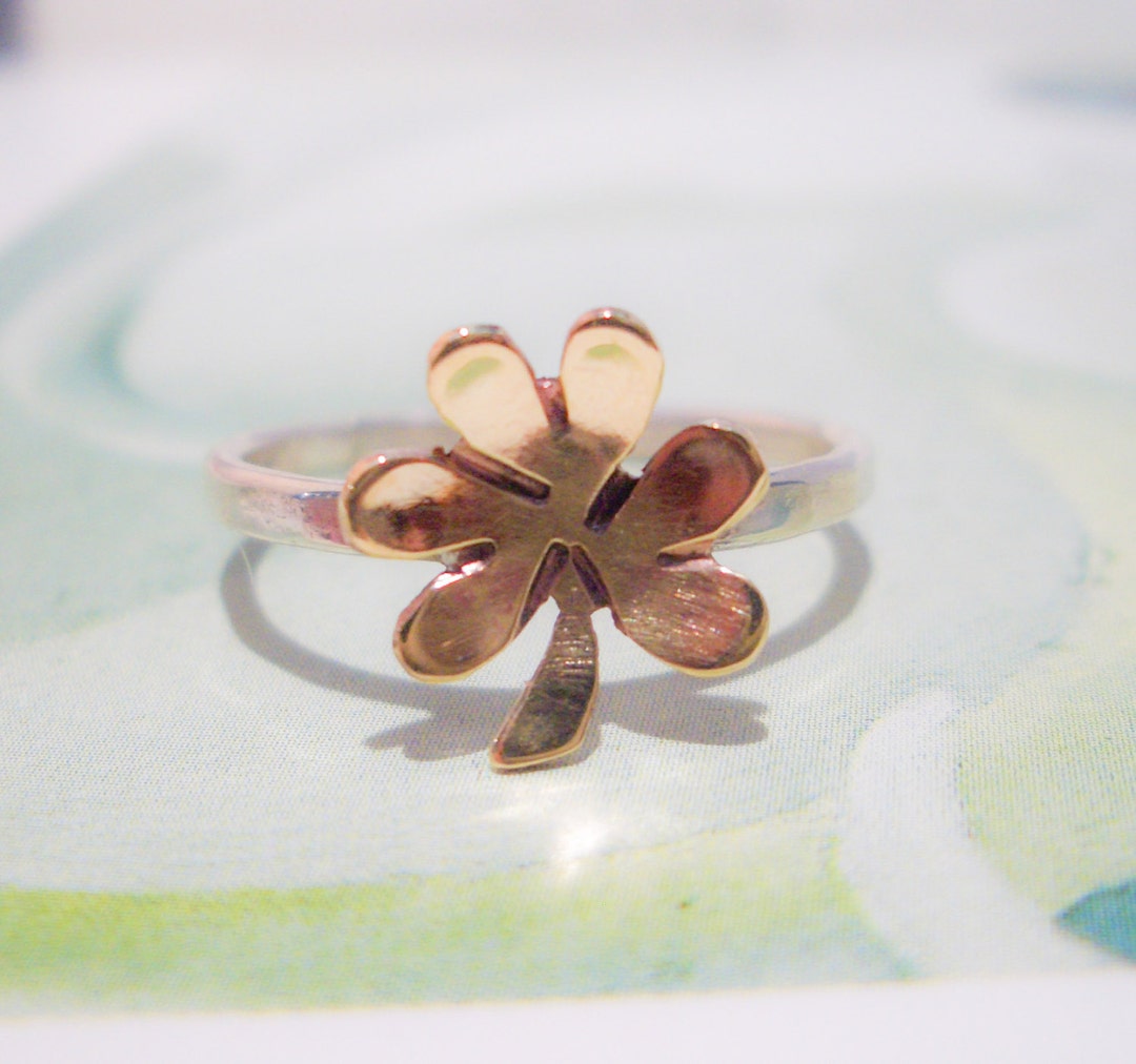 Lucky Clover Ring // Sterling Silver & Brass - Etsy