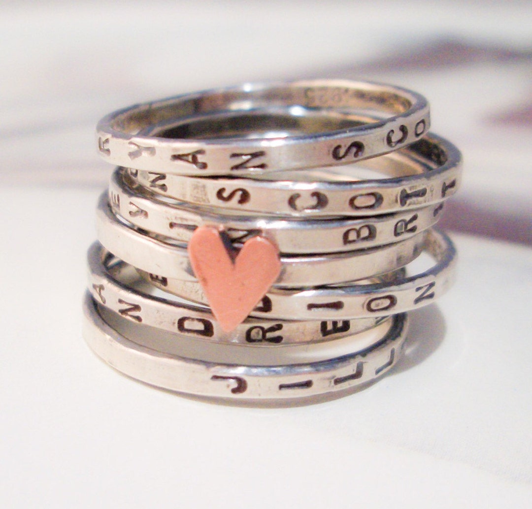 Lucky Seven in Love Seven Ring Set: Personalized Sterling - Etsy