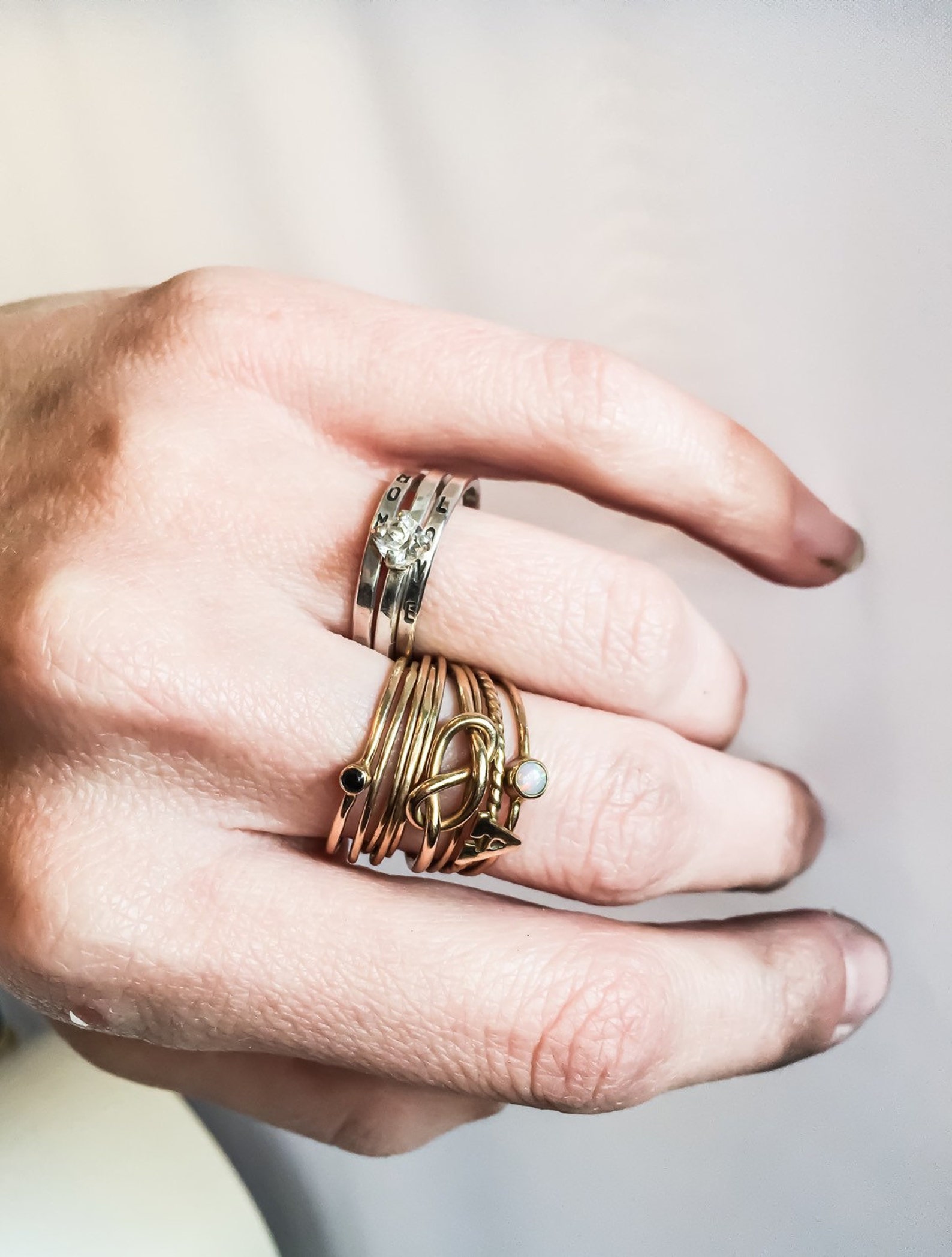 Sparkle Stacking Ring // Personalized in Sterling Silver and | Etsy