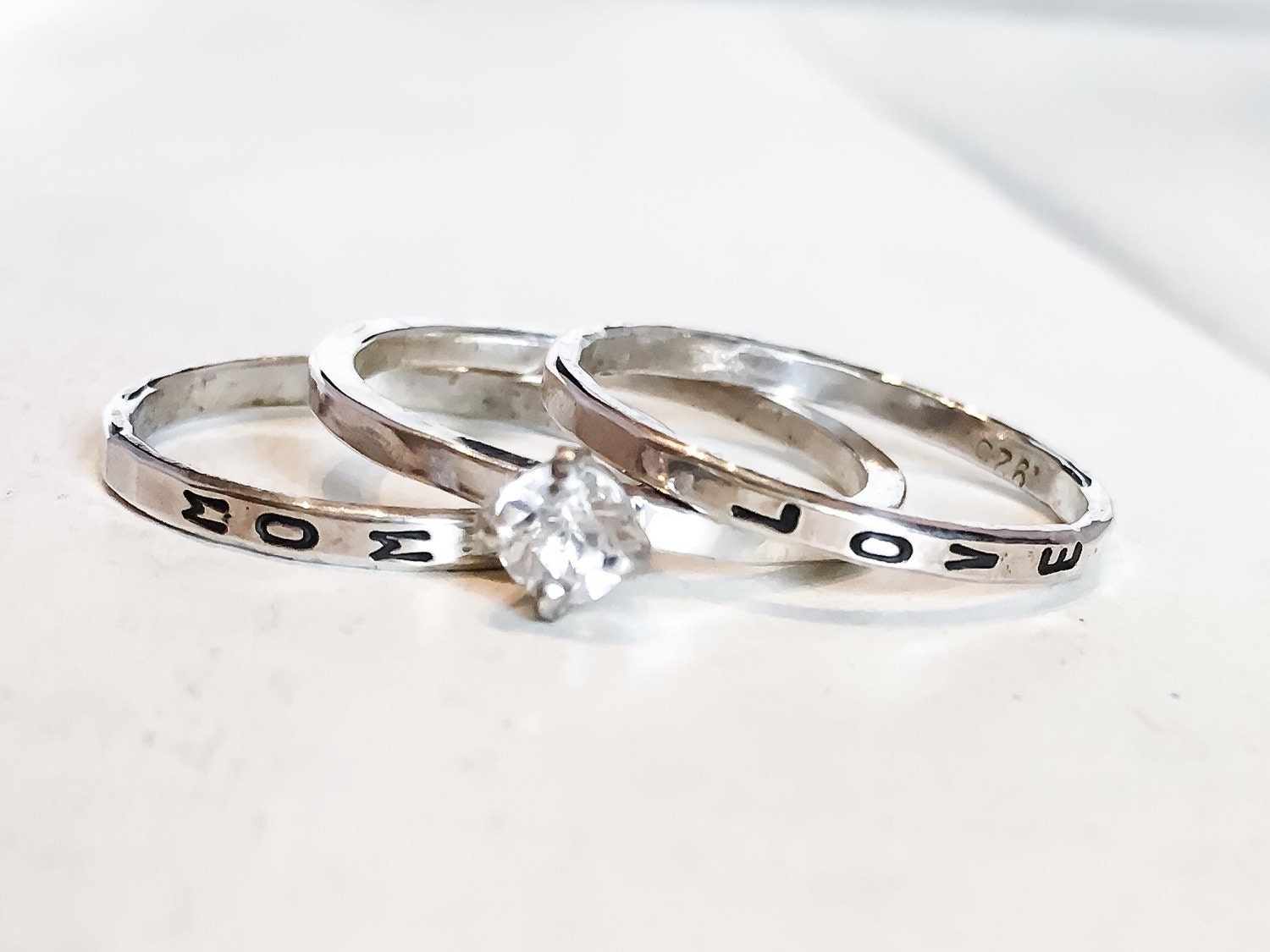 Sparkle Stacking Ring // Personalized in Sterling Silver and | Etsy