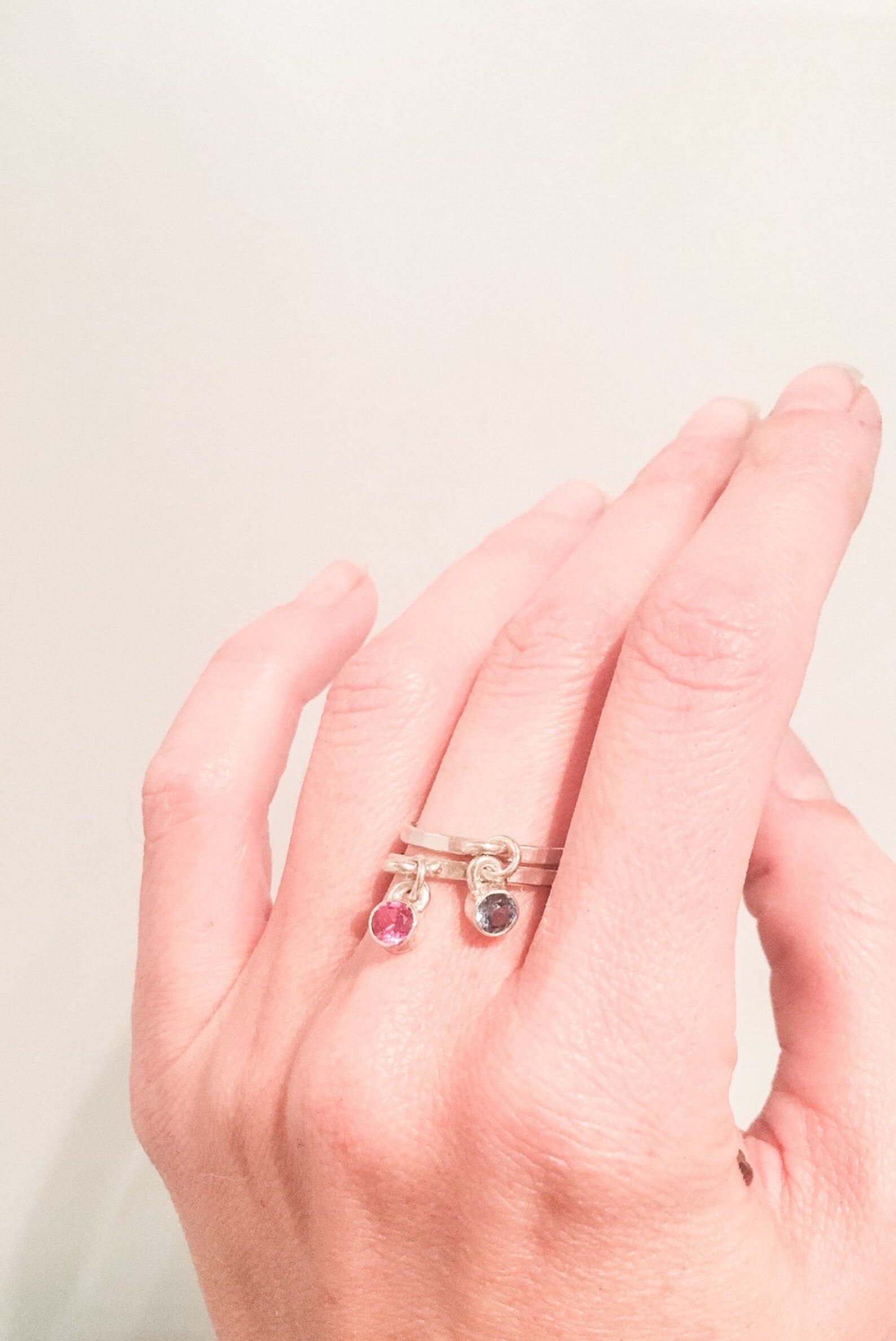 Stacking Birthstone Charm Ring Set // Choose Your Own - Etsy