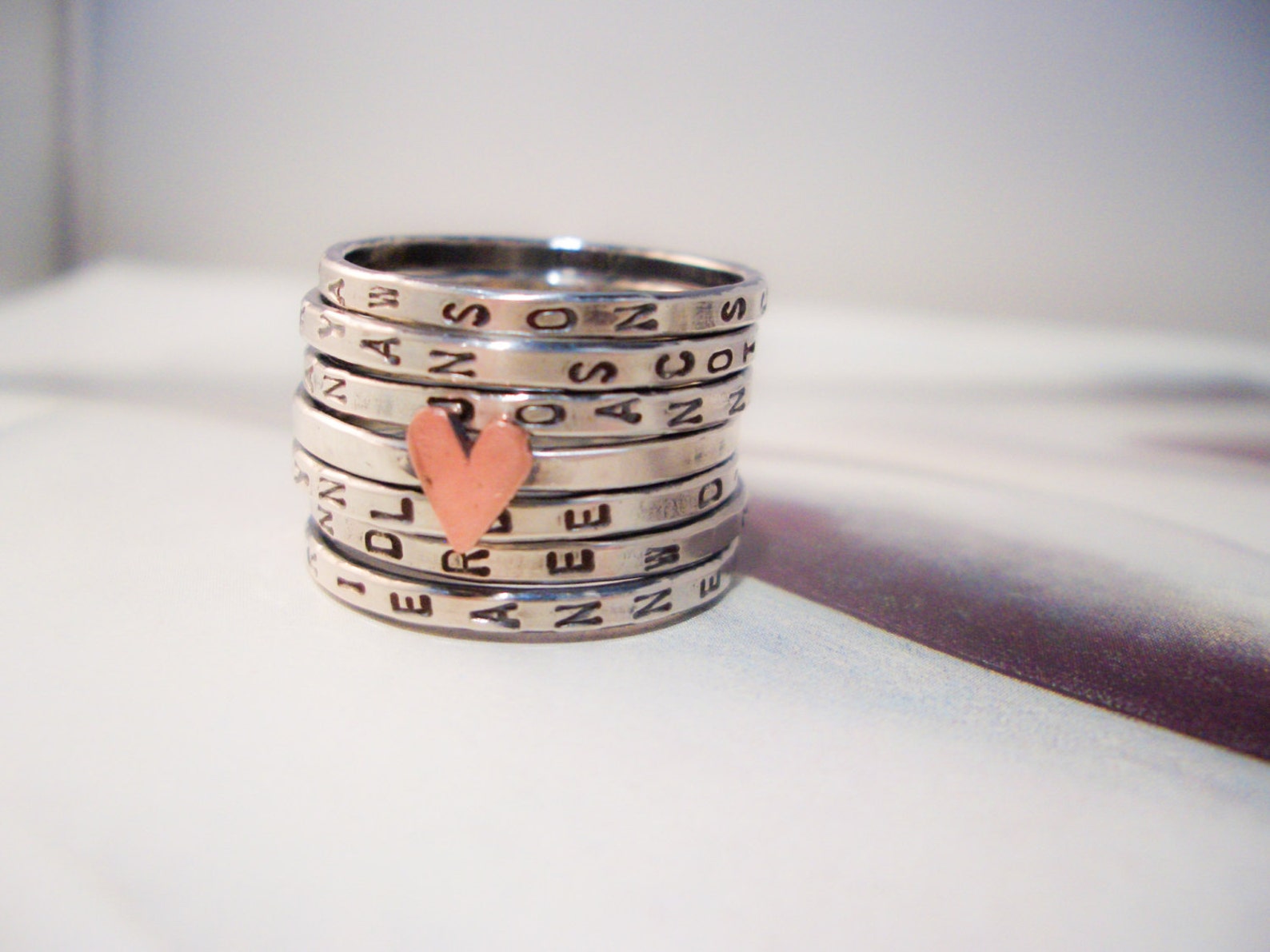 Lucky Seven in Love Seven Ring Set: Personalized Sterling - Etsy
