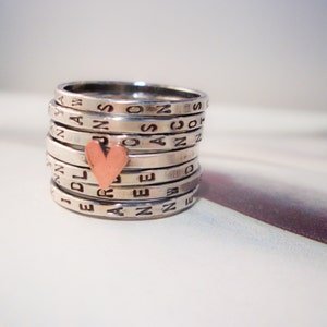 Lucky Seven in Love Seven Ring Set: Personalized Sterling - Etsy