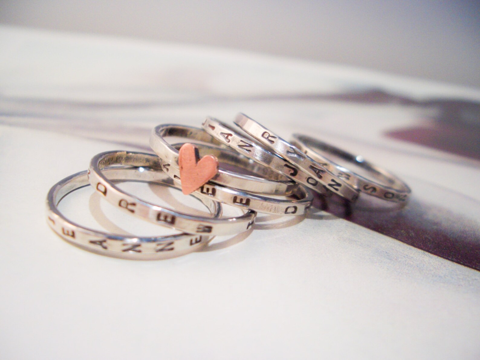 Lucky Seven in Love Seven Ring Set: Personalized Sterling - Etsy