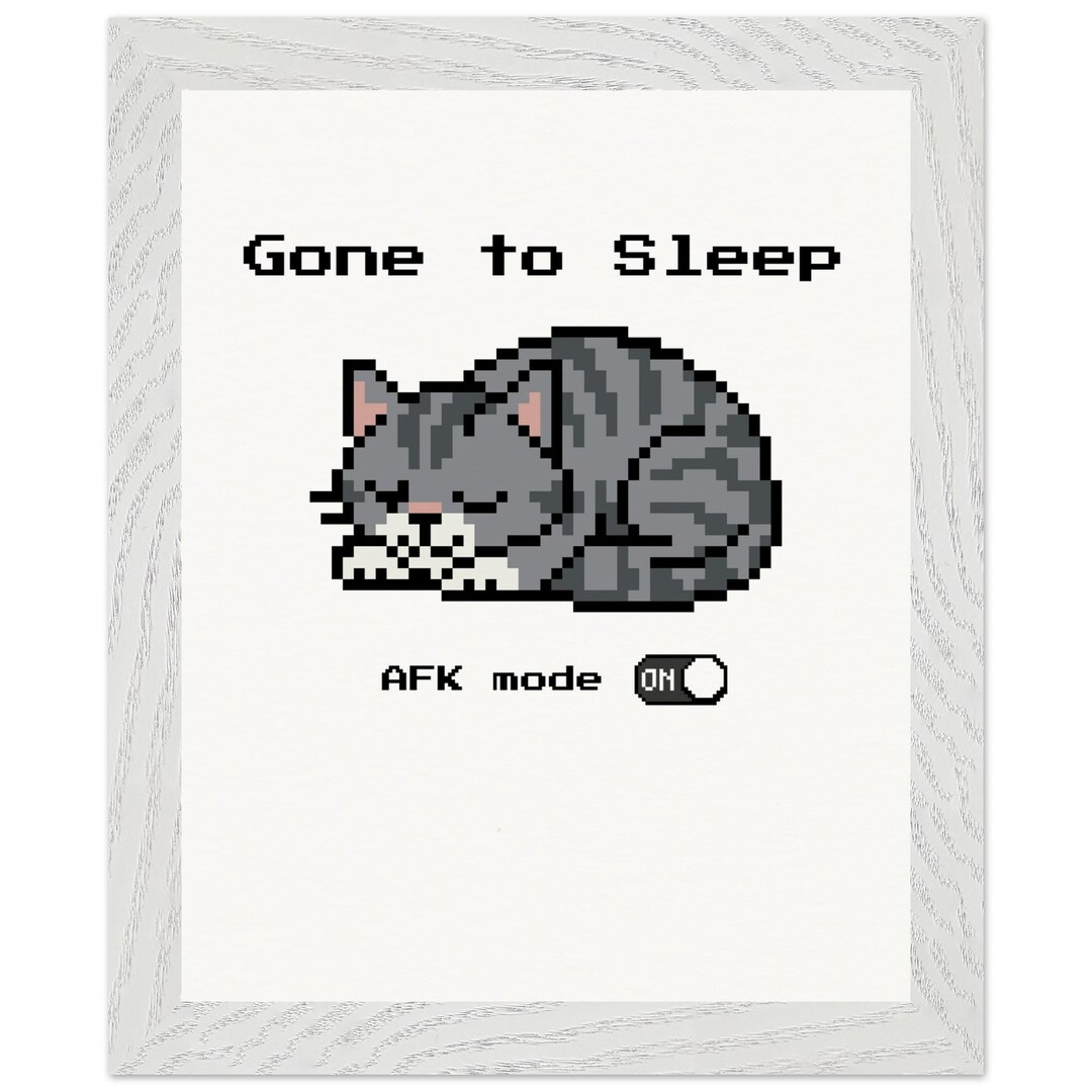 Pixel Cat Poster - AFK Mode on - Framed Wall Art - Funny Cat Decor - Etsy