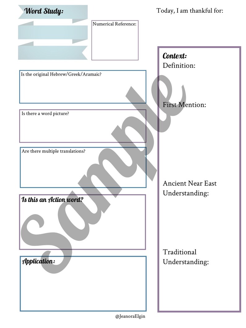 Biblical Word Study Notebook Journalling Digital Instant Download PDF ...