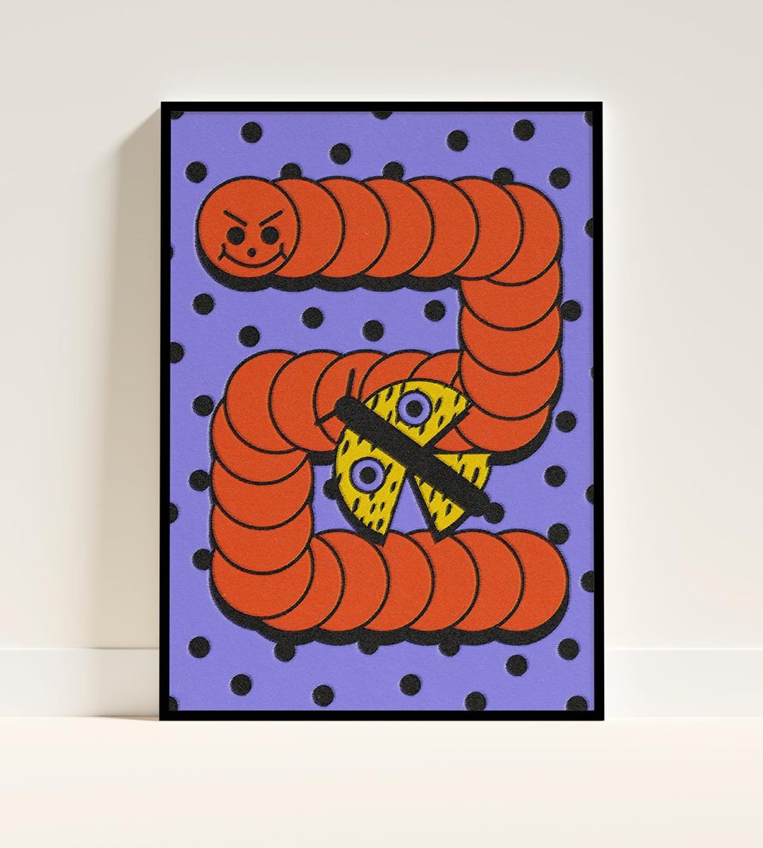 Grumpy Caterpillar – Modern Graphic Illustration, Pop Character Wall ...