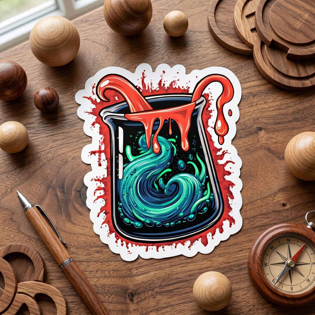 Science Beaker Chemical Spill Sticker, Mad Scientist Lab Vinyl Sticker ...