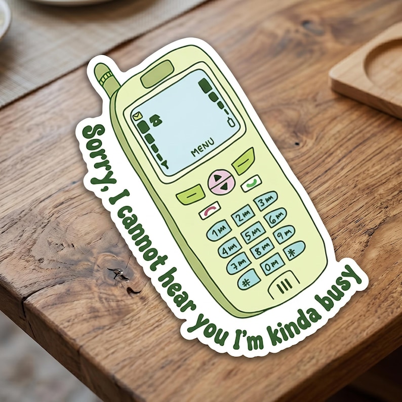 Retro Cell Phone Funny Pun Sticker, Y2K Brick Phone Vinyl Sticker, Cute ...