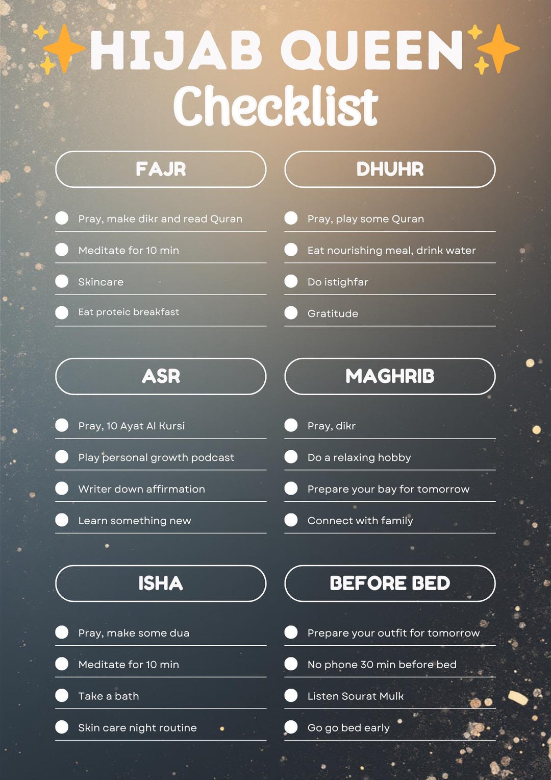 Daily Checklist for Muslim - Etsy