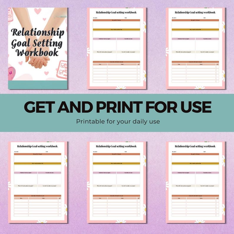 Relationship Goal Setting Workbook | Couples Goal Planner PDF | Printable Relationship Guide ...