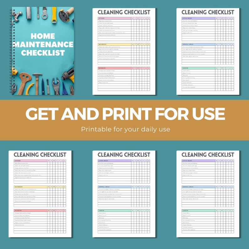 Home Maintenance Checklist Printable Editable Home Care Planner ...