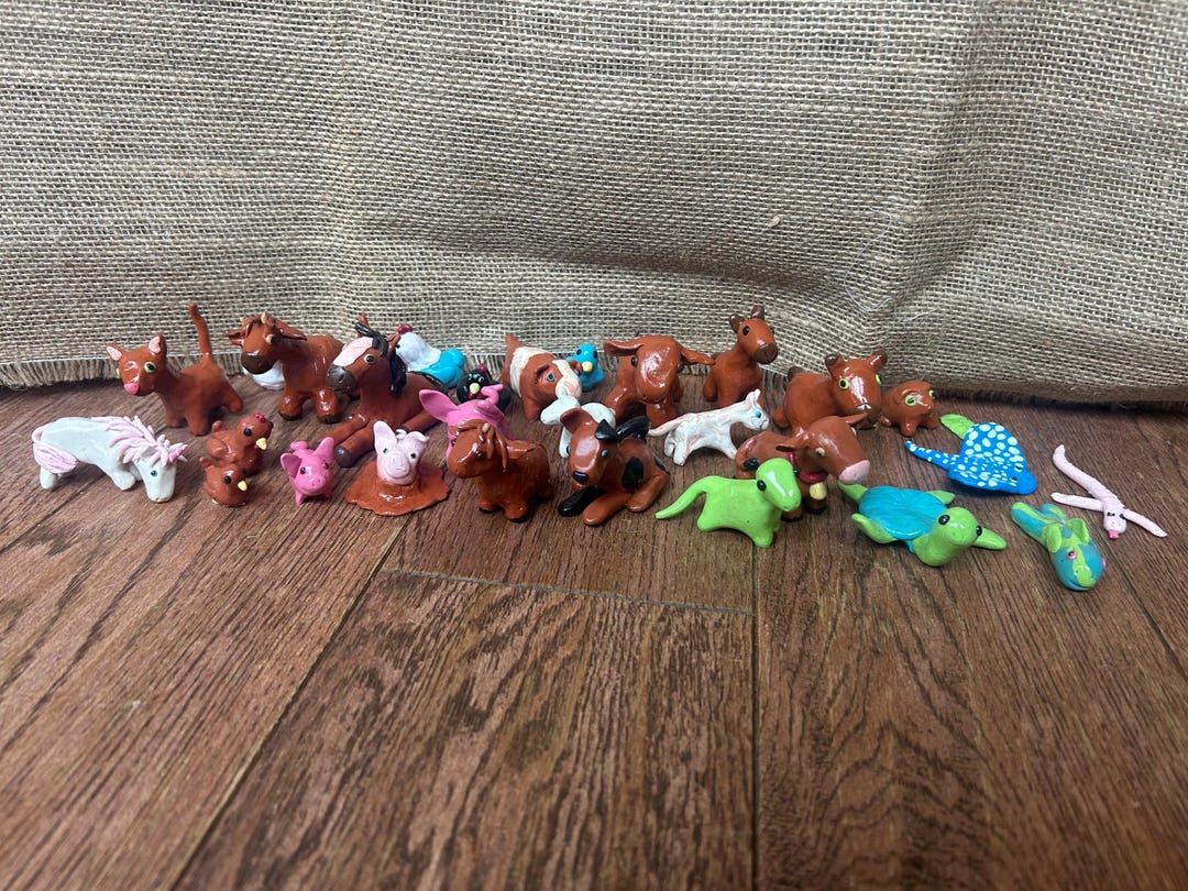 Handmade Clay Animal Figurines, Lucky Desk Shelf Sitter - Etsy
