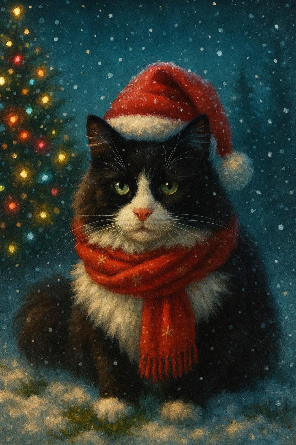 Christmas Cat Print – Festive Snow Sledding Wall Art - Etsy