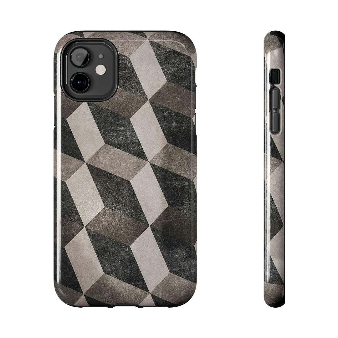 Geometric Optical Illusion Phone Case | Cubic Pattern Protective Case ...