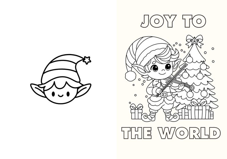 10 Elf Folded Christmas Coloring Cards-printable - Etsy