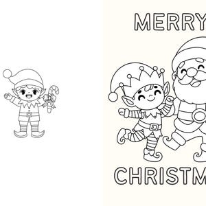 10 Elf Folded Christmas Coloring Cards-printable - Etsy